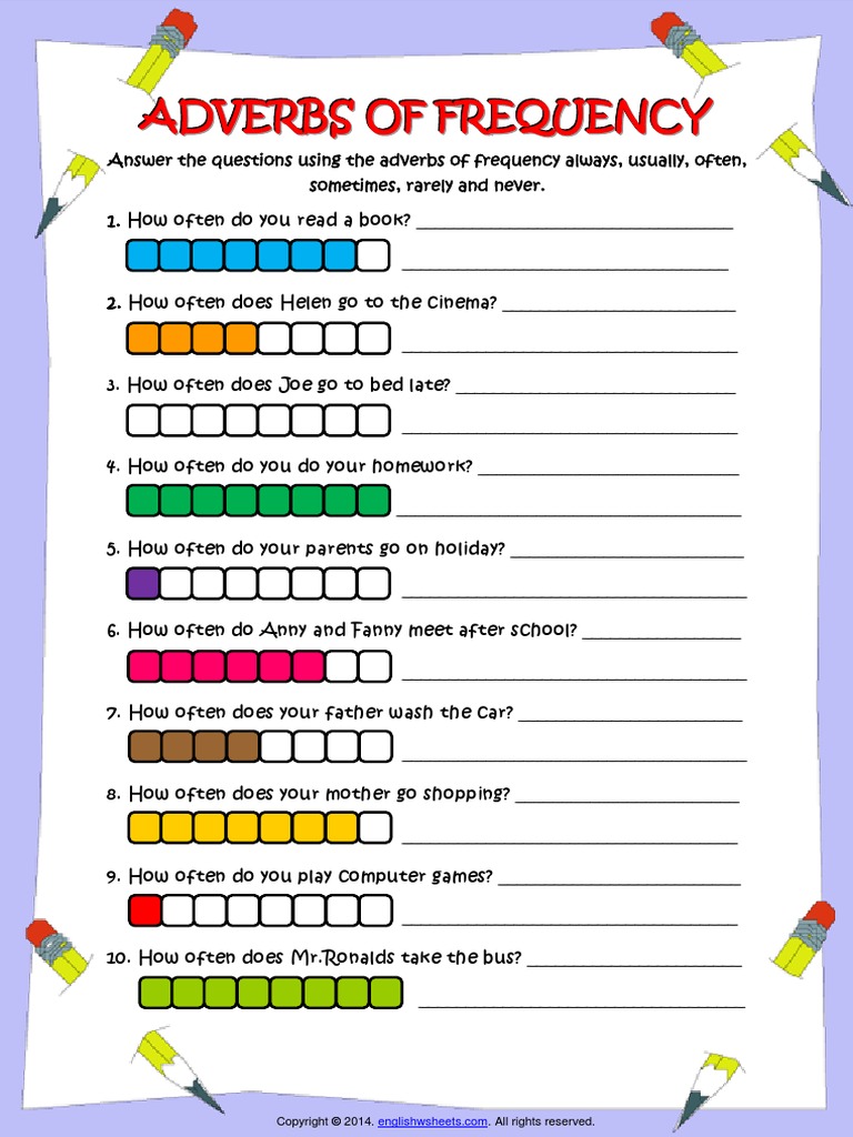 Adverbs of Frequency Questions Esl Grammar Worksheet | PDF | Self ...