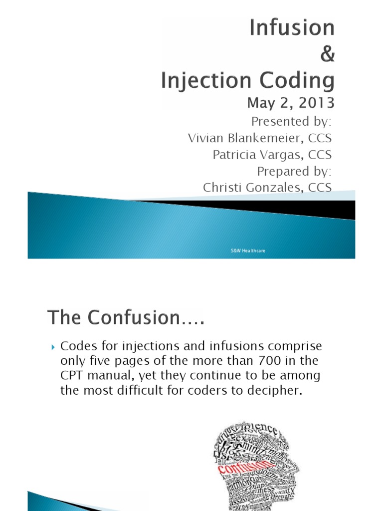 Infusion and Injection Coding | Intravenous Therapy | Drugs