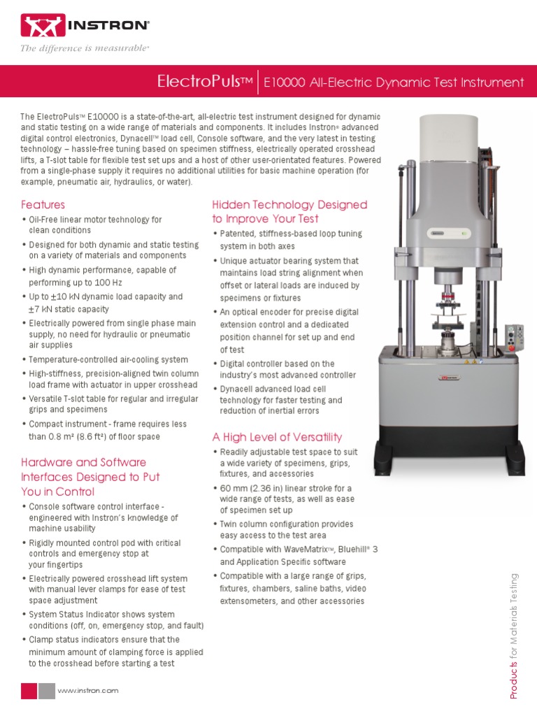 ElectroPuls E10000 All Electric Dynamic Test Instrument | PDF ...