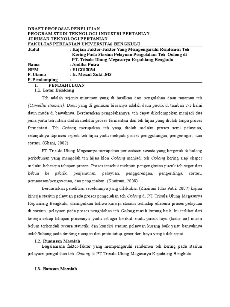 Draft Proposal Penelitian | PDF