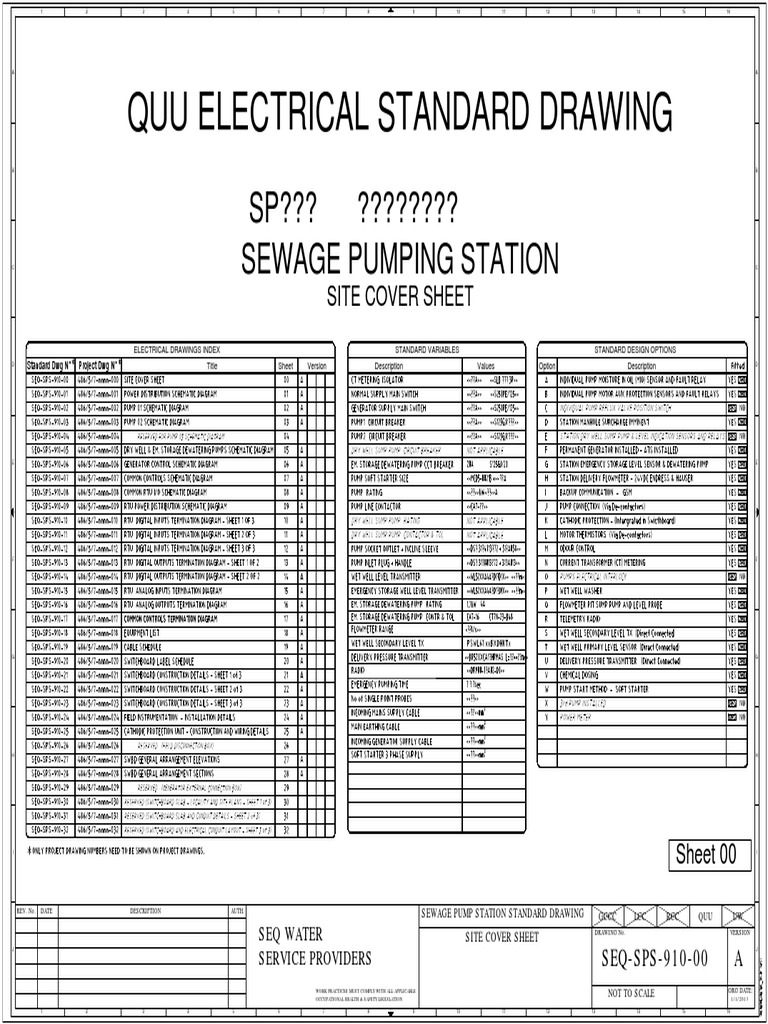 SEQ SPS Electrical Drawings 910 Series Queensland Urban Utilities | PDF | Pumping Station ...