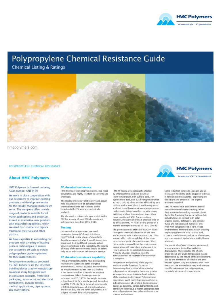 HMC PP Chemical Resistance | PDF | Chemical Elements | Atoms