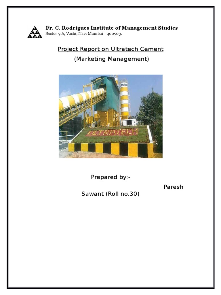 Ultratech Cement Marketing Project Report | PDF | Market Segmentation ...