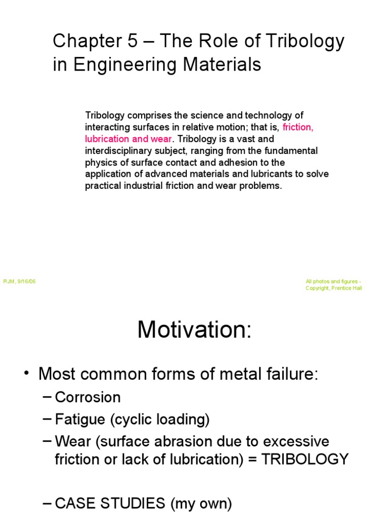 Chapter 5 Tribology | Wear | Friction