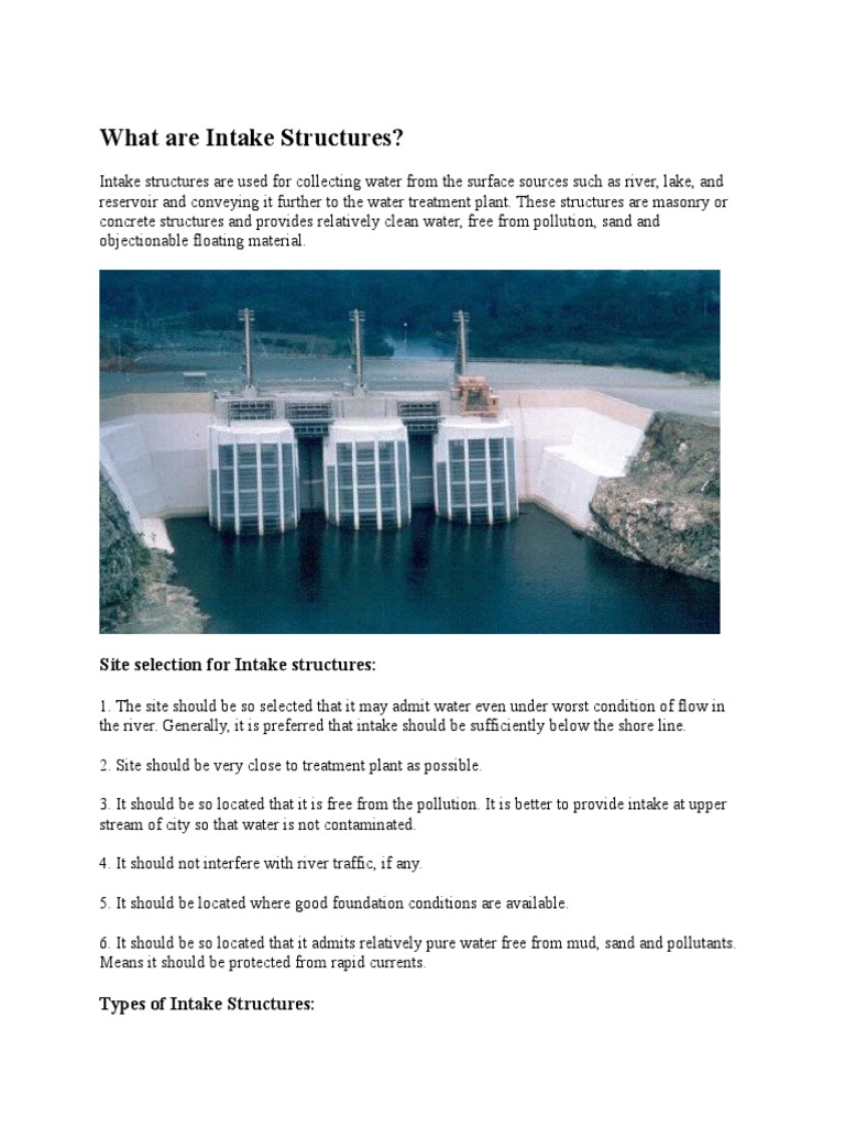 What Are Intake Structures | PDF | River | Dam