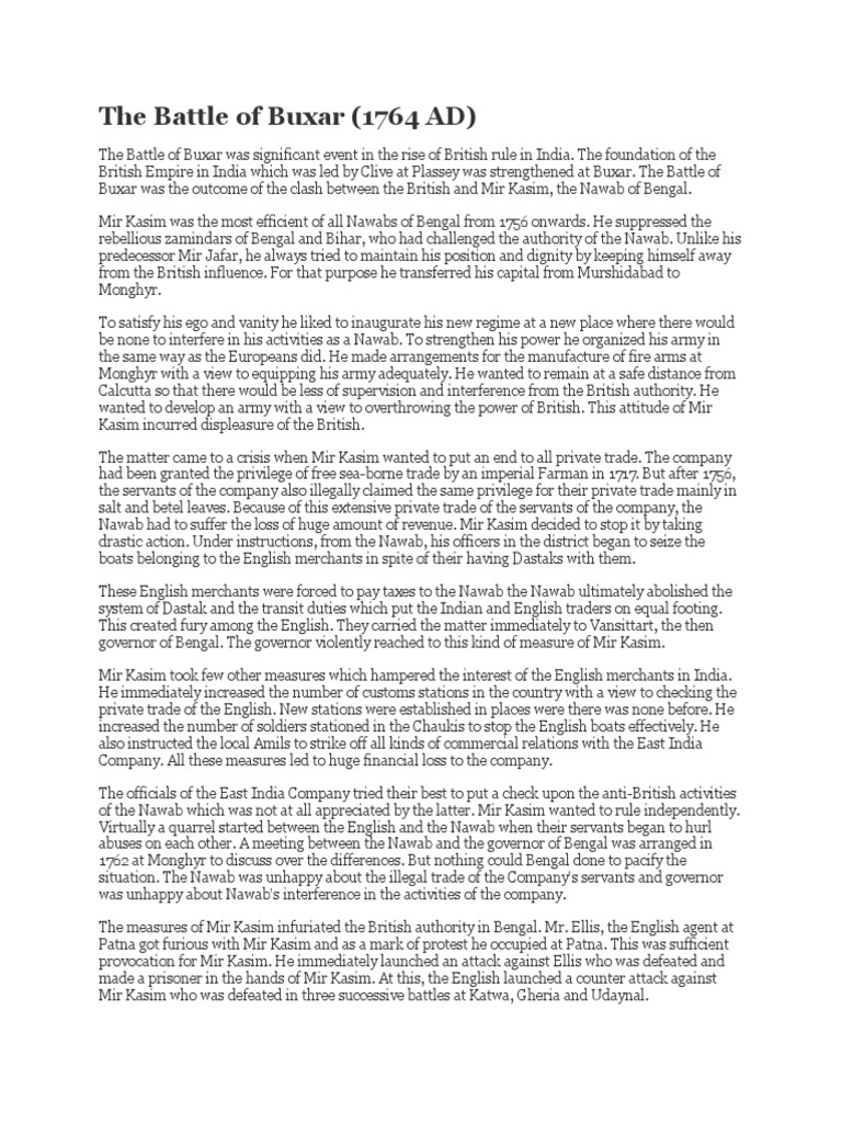 The Battle of Buxar (1764 AD)