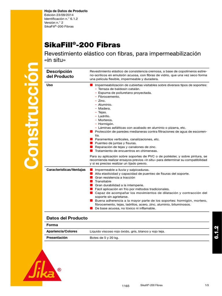 SikaFill-200 Fibras | PDF | Aluminio | Pintar
