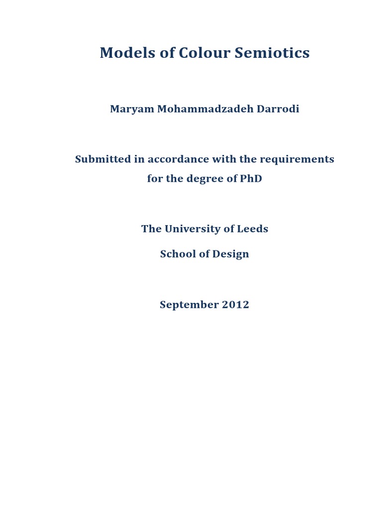 Models of Colour Semiotics | PDF | Correlation And Dependence | Color