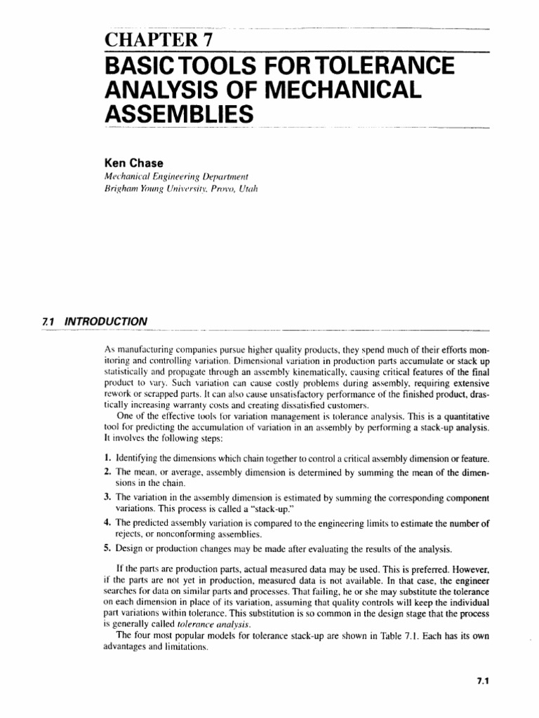Basic Tool For Tolerance Analysis of Mechanical Assemblies | PDF
