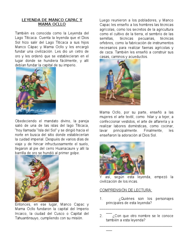 Leyenda de Manco Capac y Mama Ocllo | PDF | Imperio Inca