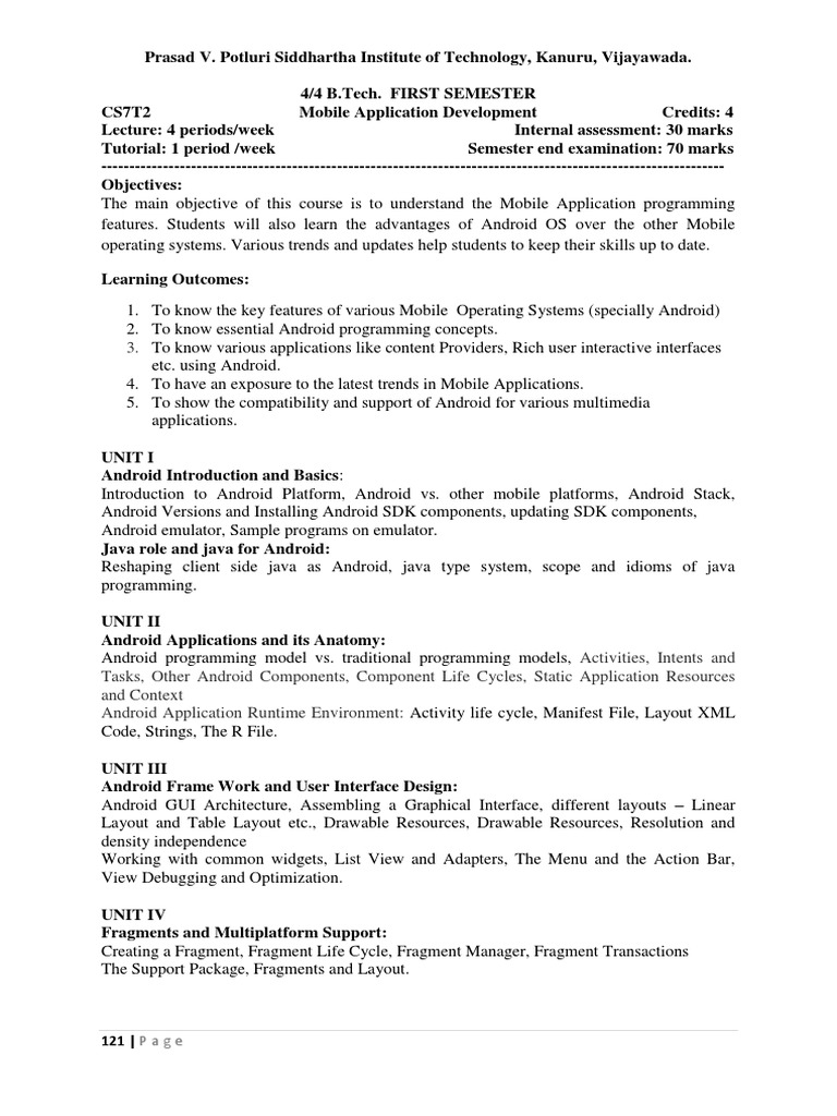 MAD Syllabus | PDF | Android (Operating System) | Java (Programming Language)