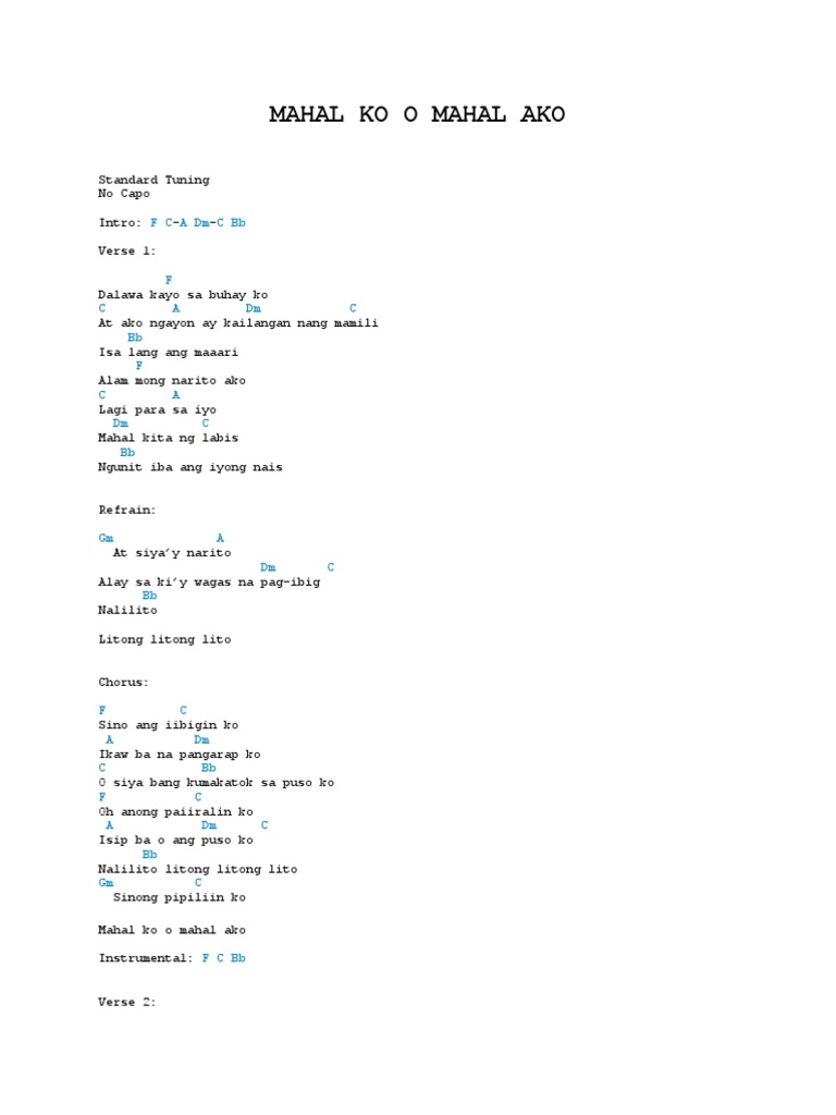 Mahal Ko O Mahal Ako (Chords) | PDF
