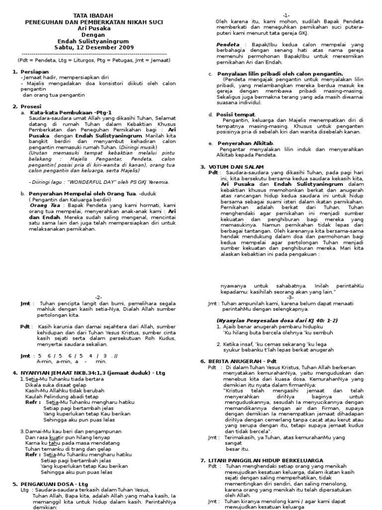 Contoh Susunan Acara Ibadah Syukur - Delinewstv