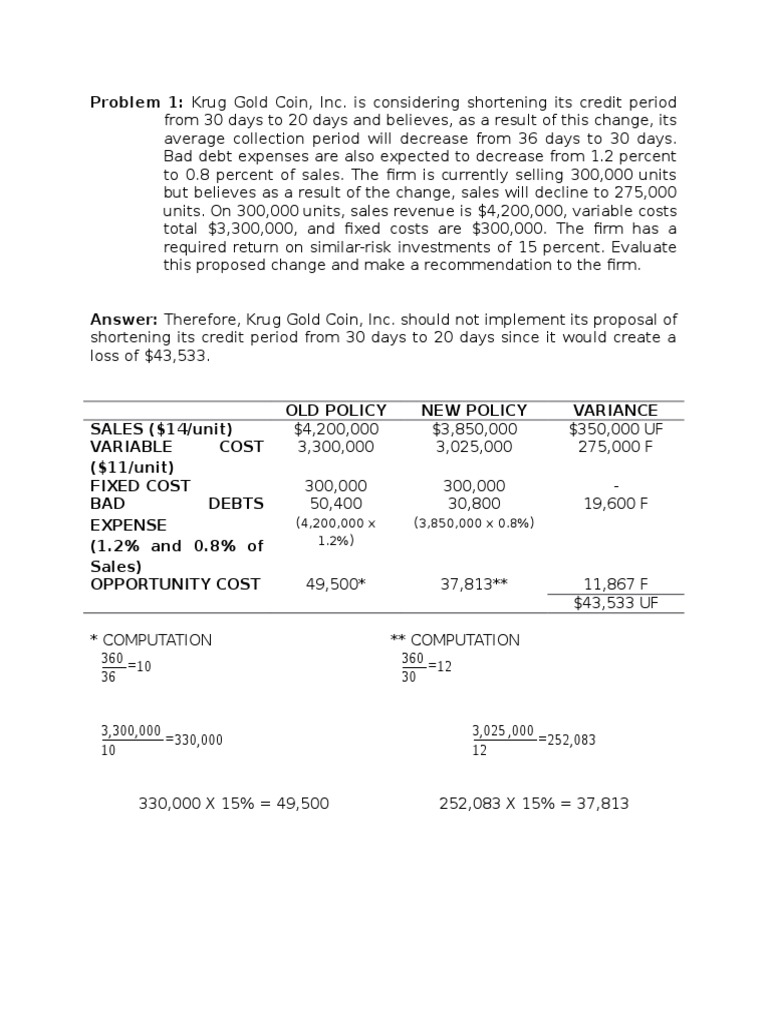 Case Analysis - WCM | PDF | Cheque | Inventory