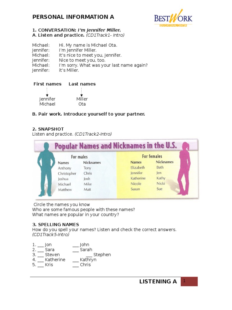 Personal Information Listening Practice | PDF