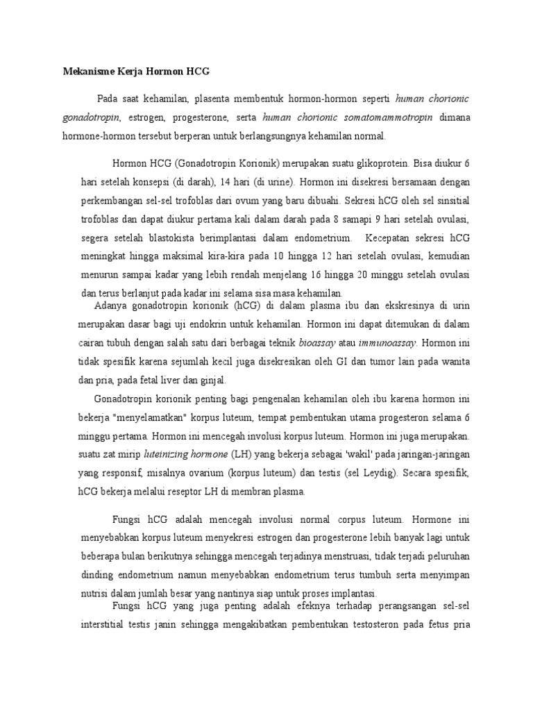 Mekanisme Kerja Hormon HCG | PDF
