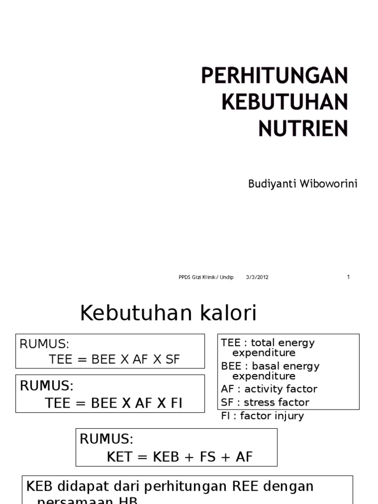 Rumus Kebutuhan Energi Harris-Benedict | PDF