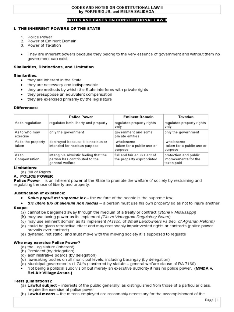 Constitutional Law II Notes | PDF | Eminent Domain | Bail