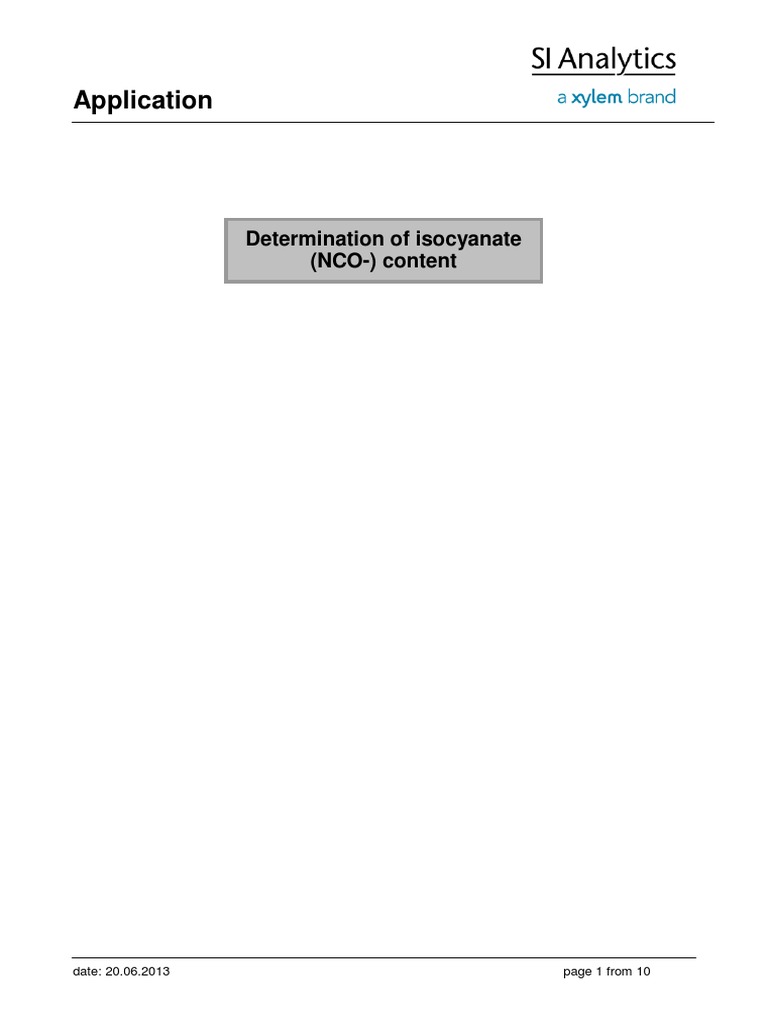 Determination of Isocyanate (NCO-) Content | PDF | Titration | Chemistry