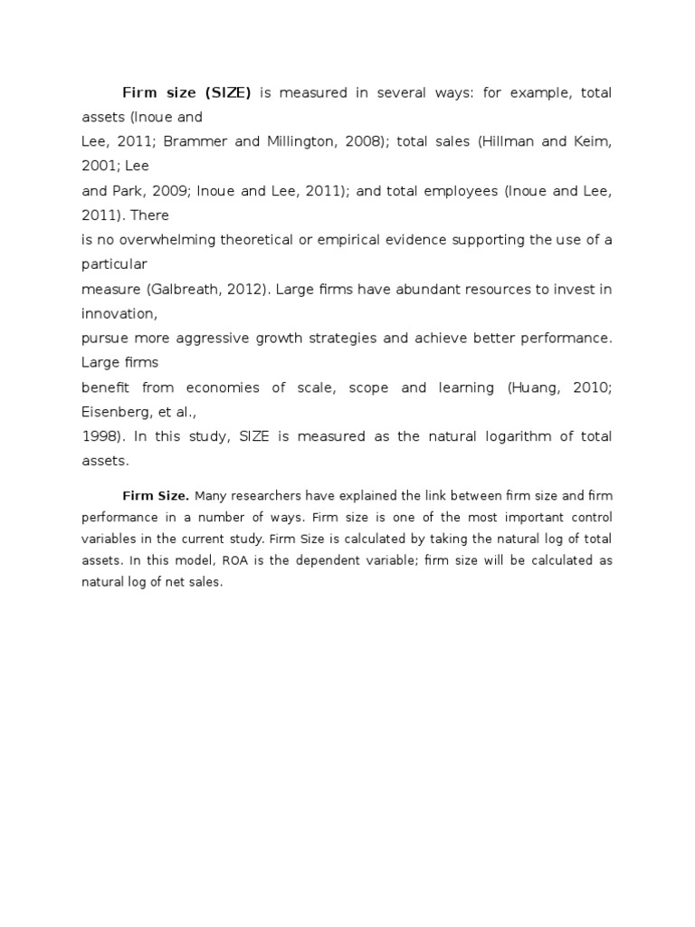 Measuring Firm Size and Its Impact | PDF | Career & Growth | Business