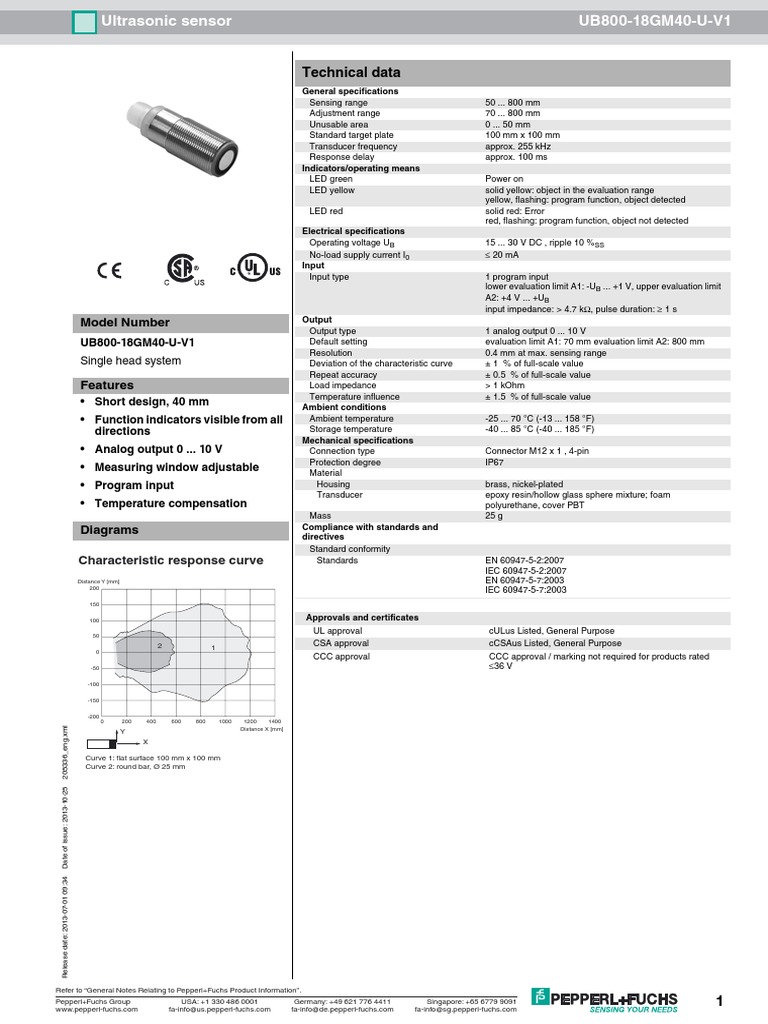 Technical Data: Model Number | PDF | Sensor | Electrical Components