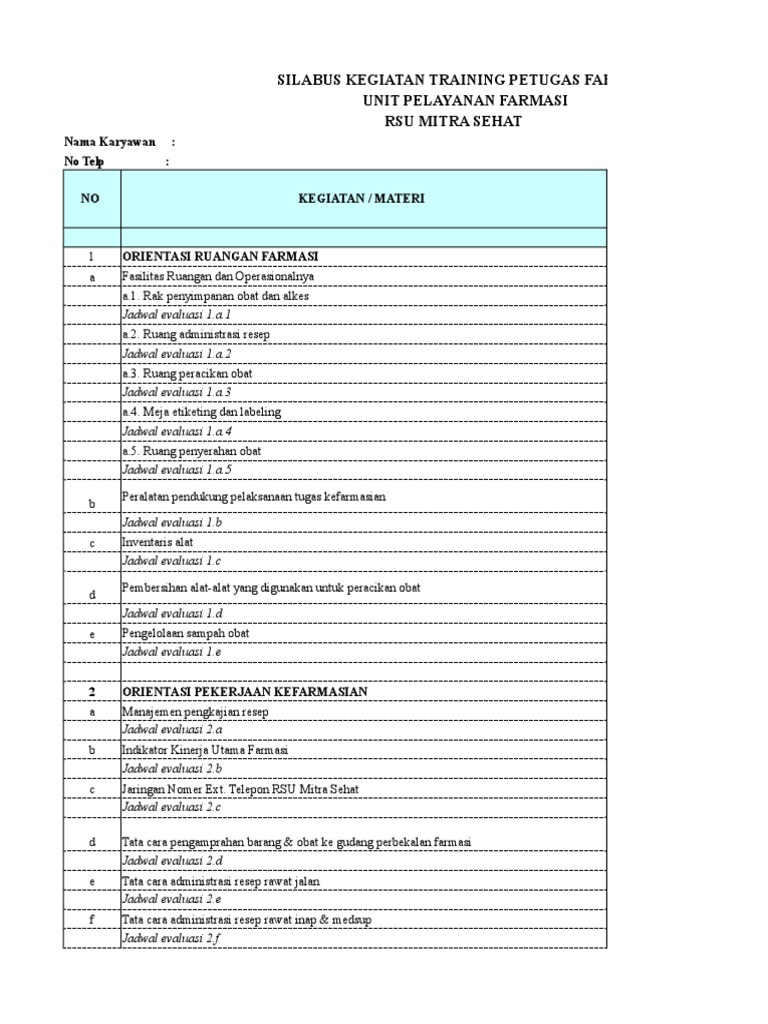 Silabus Orientasi Farmasi | PDF