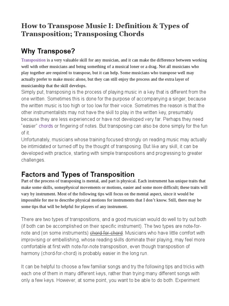 How to Transpose Music I Definition & Types of Transposition ...