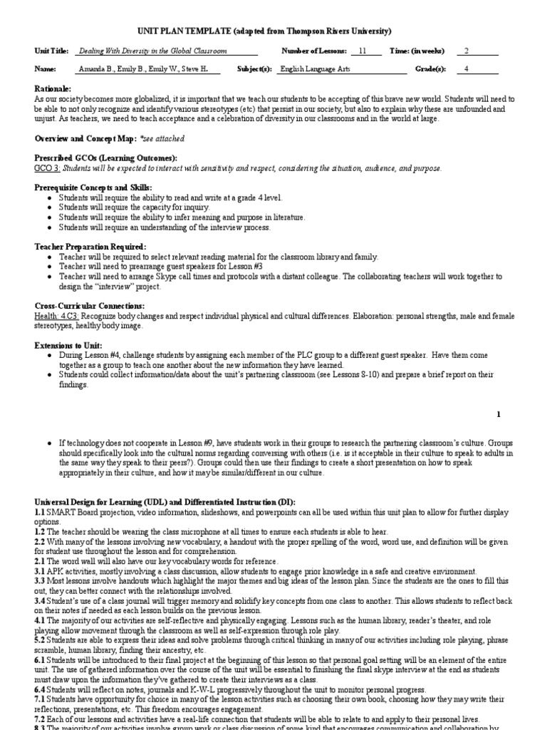 Grade 4: Literacy Unit Plan (Created by PLC) | PDF | Differentiated ...