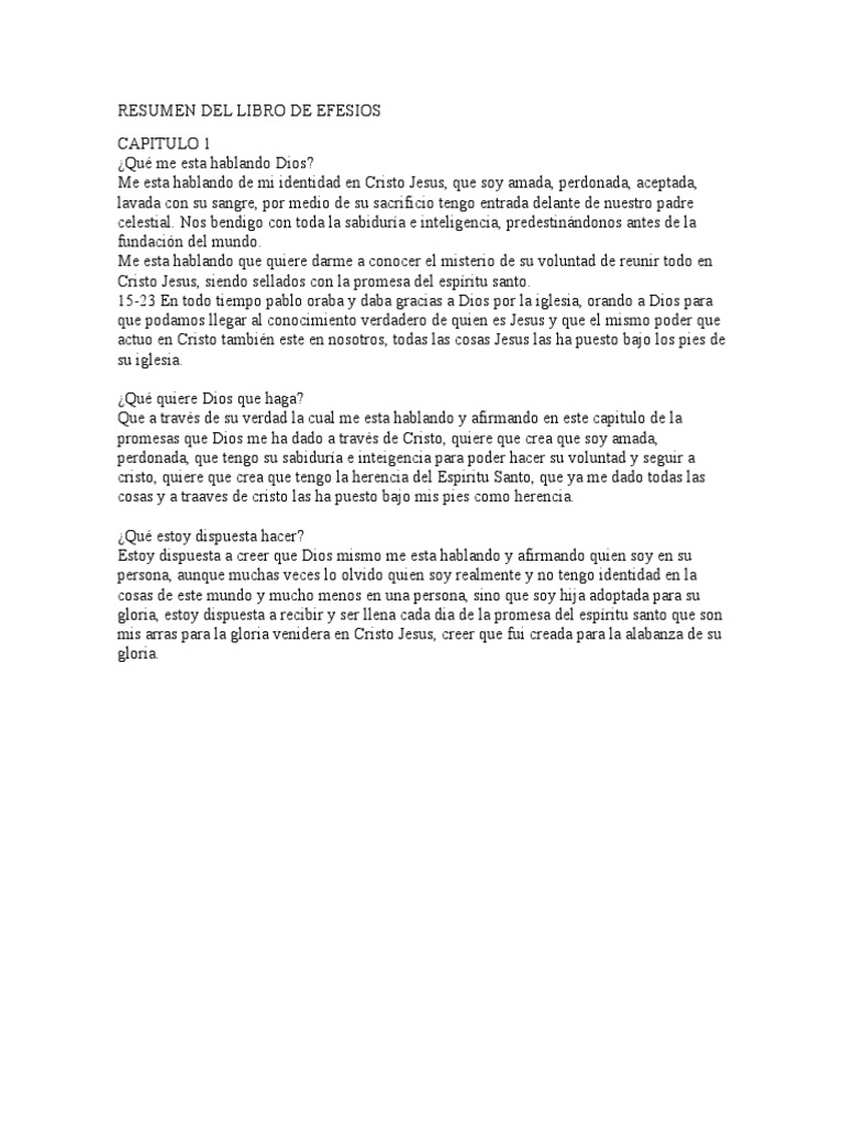 Resumen Del Libro de Efesios | PDF | Cristo (título) | Amor