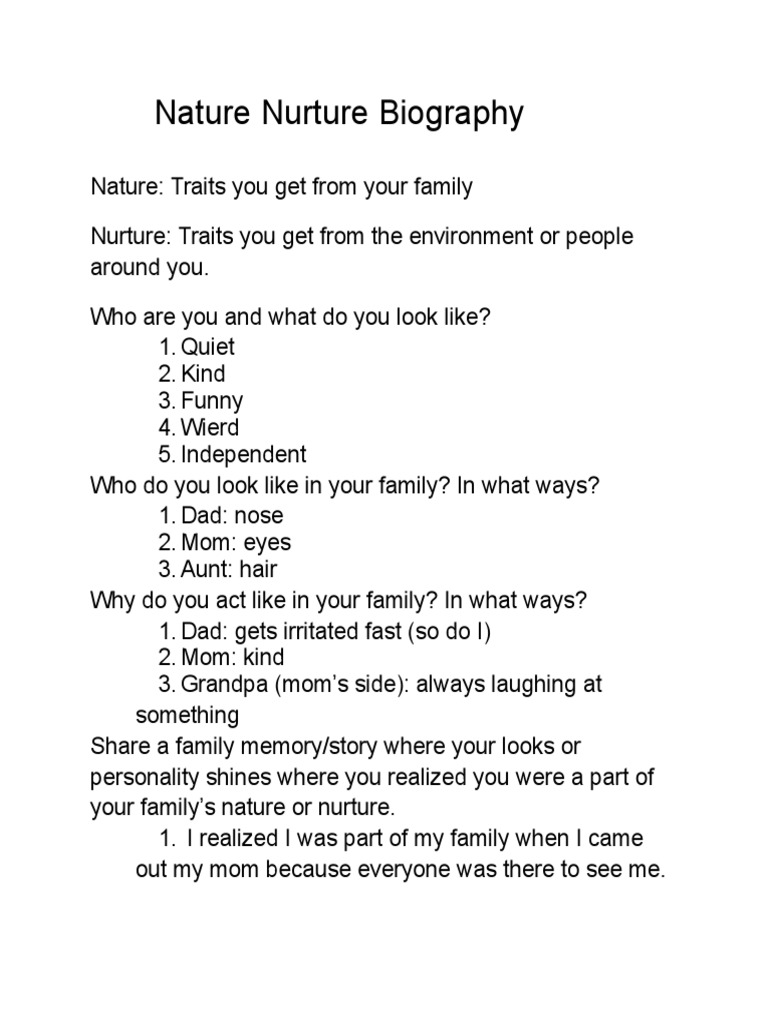 Nature vs. Nurture: Family Traits Explained | PDF | Self-Improvement ...