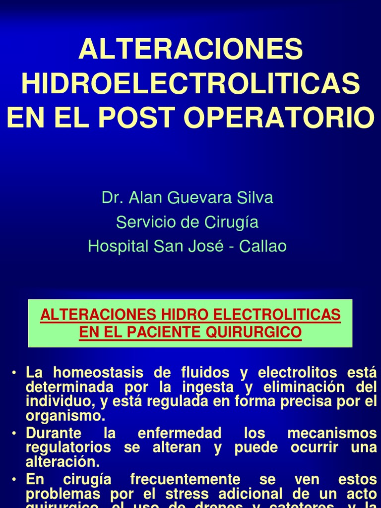 Alteraciones Hidroelectroliticas en El Post Operatorio II | PDF | Sodio | Electrólito