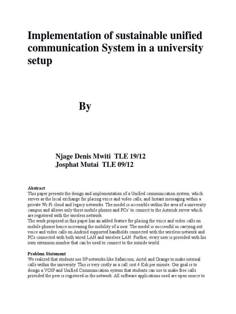 Unified Communication System Proposal | PDF | Voice Over Ip | Session ...