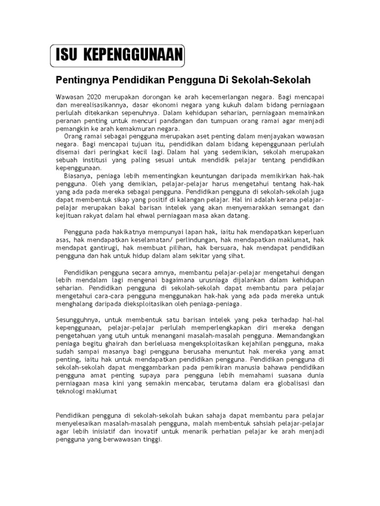 Penulisan Karangan Spm-Isu Kepenggunaan | PDF