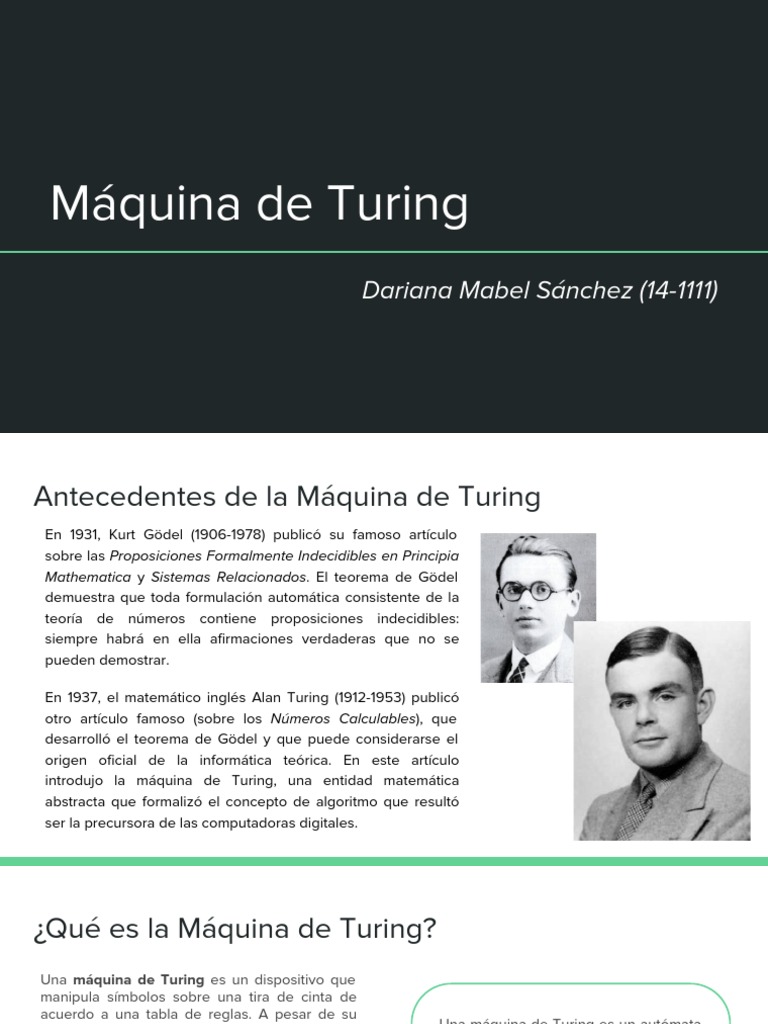 Presentación - Máquina de Turing | Alan Turing | Teoría de la computación