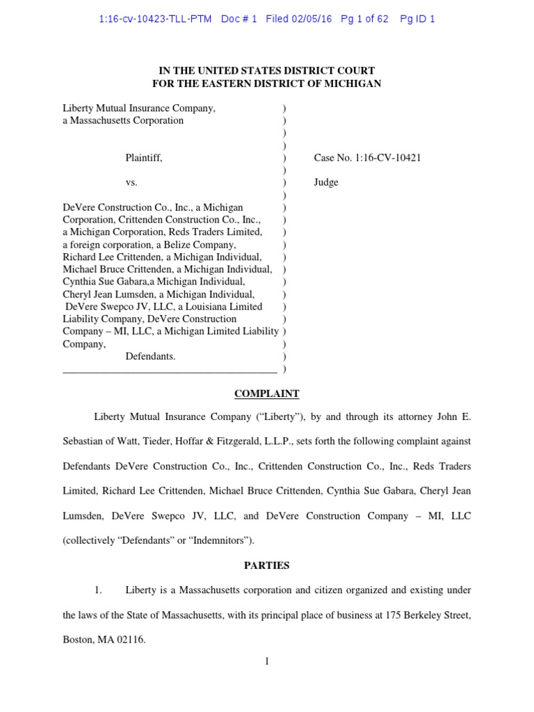 Liberty Mutual v. Devere Construction | PDF | Surety Bond | Indemnity