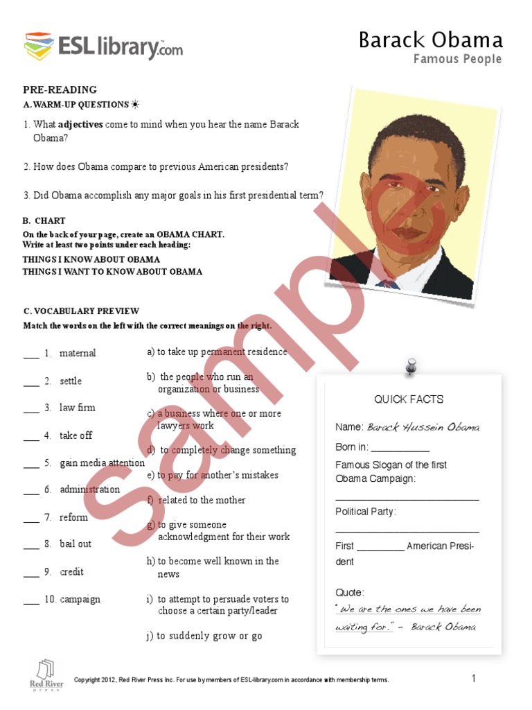 American Presidents-Sample-Esllibrary 1 | PDF | Michelle Obama | Barack ...