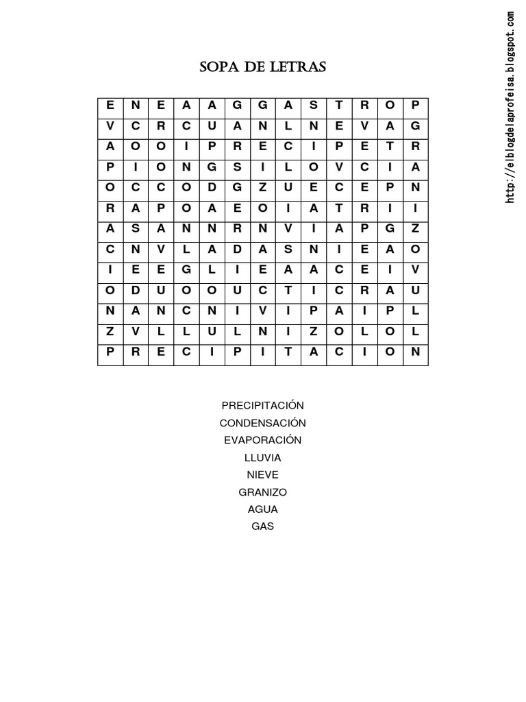 Ciclo Del Agua - Sopa de Letras | PDF