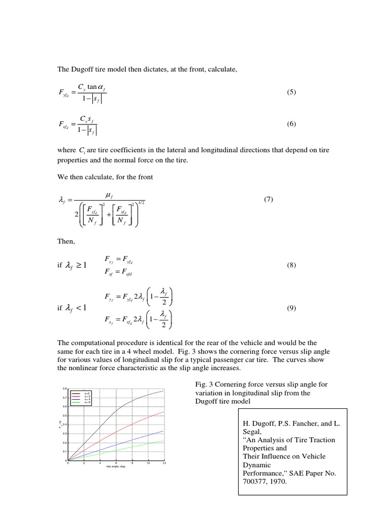 Dugoff Tire Model | PDF | Transportation Engineering | Applied And ...