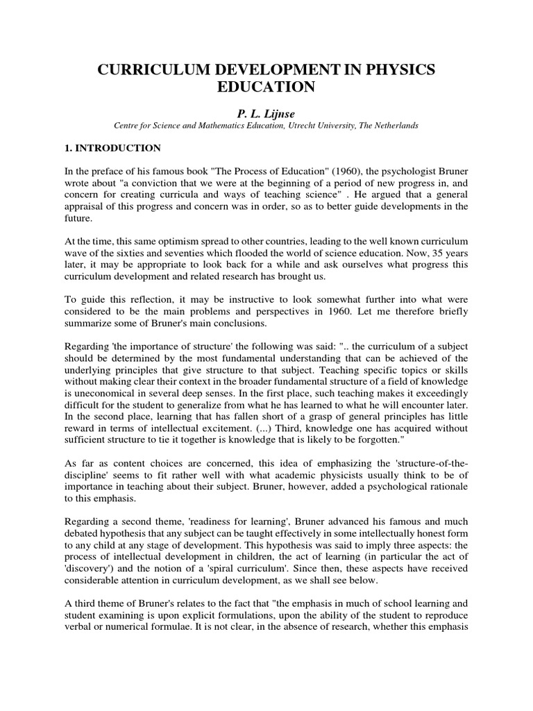 Curriculum Development in Physics Education | PDF | Curriculum ...