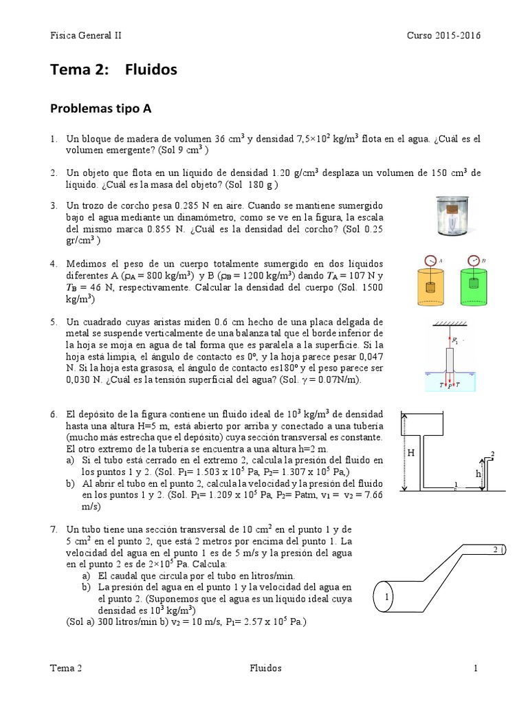 Problemas Tema 2 Fluidos | PDF | Densidad | Medida de presión