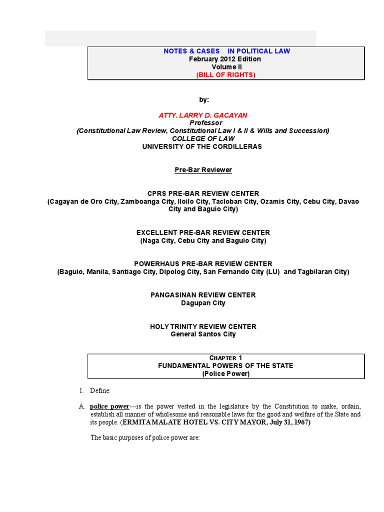 Atty - Gacayan Notes 2 | PDF | Rational Basis Review | Due Process Clause