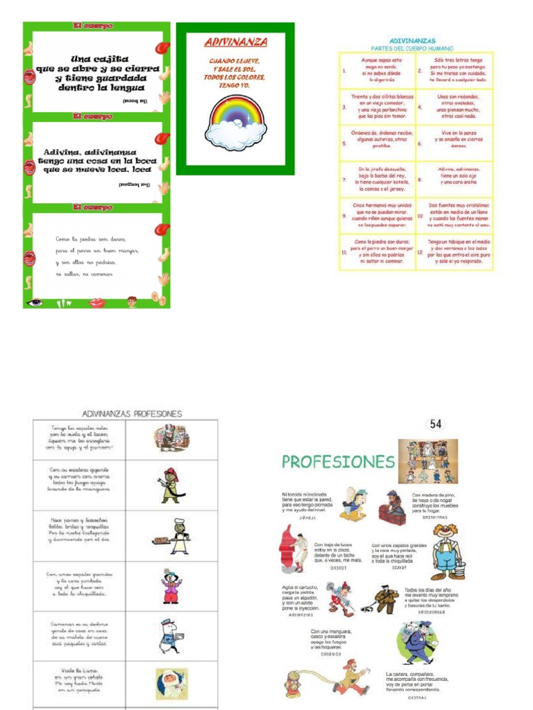 Adivinanzas de Oficios y Profesiones | PDF