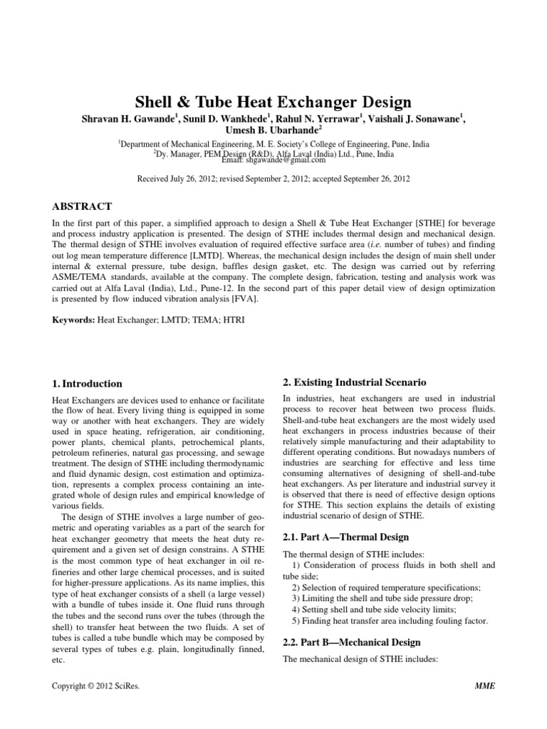 Shell & Tube Heat Exchanger Design | PDF | Heat Exchanger | Heat