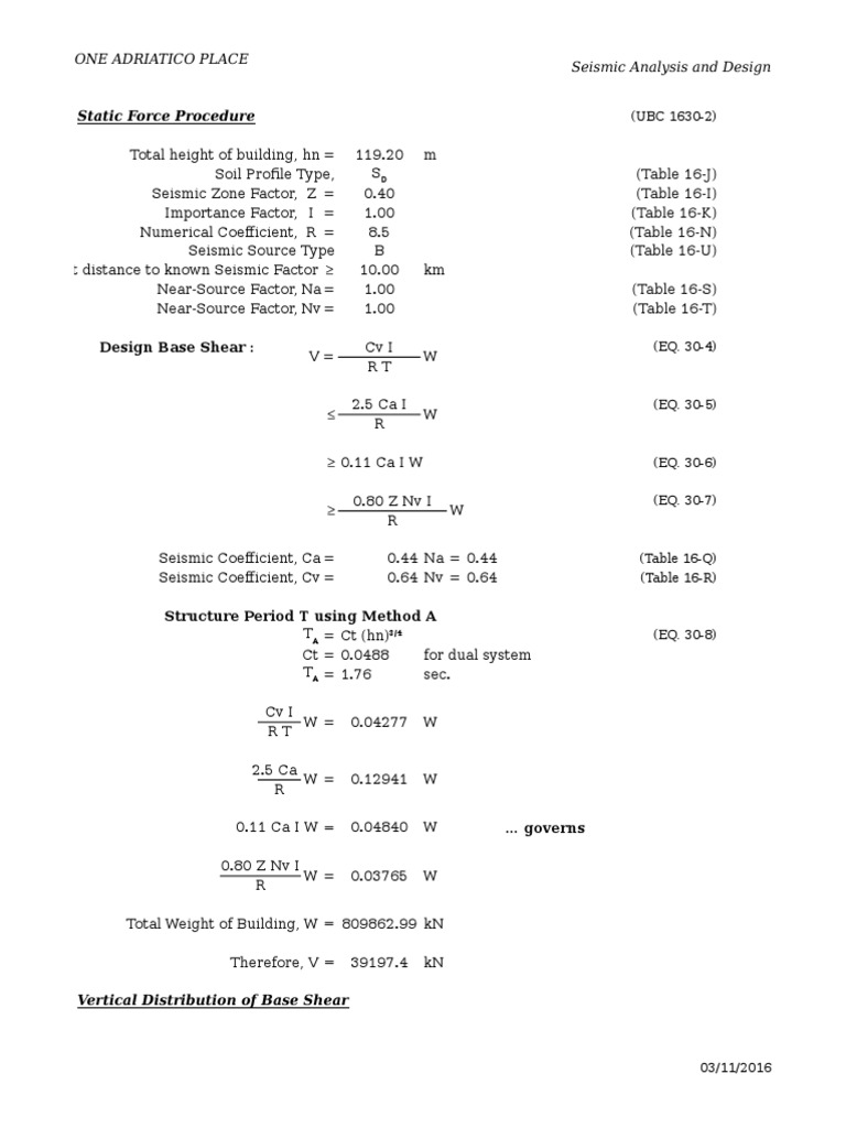 Base Shear Calc | PDF | Mechanics | Continuum Mechanics