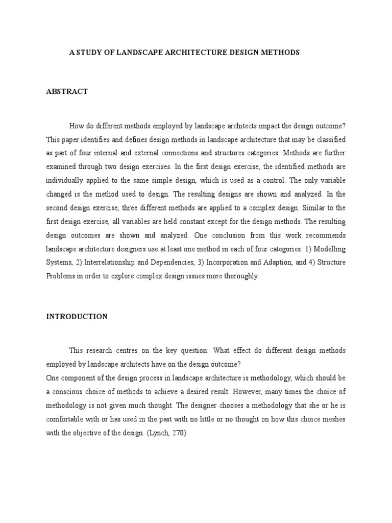 A Study of Landscape Architecture Design Methods | PDF | Design Methods ...