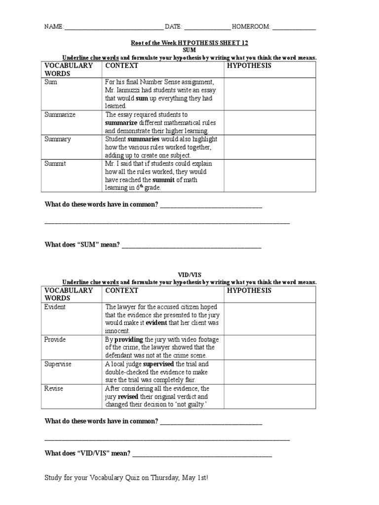 Vocab Unit 12 Packet | PDF | Verb | Vocabulary