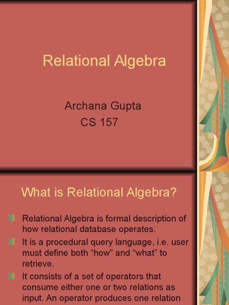 Relational - Algebra Examples | PDF | Relational Database | Data Management