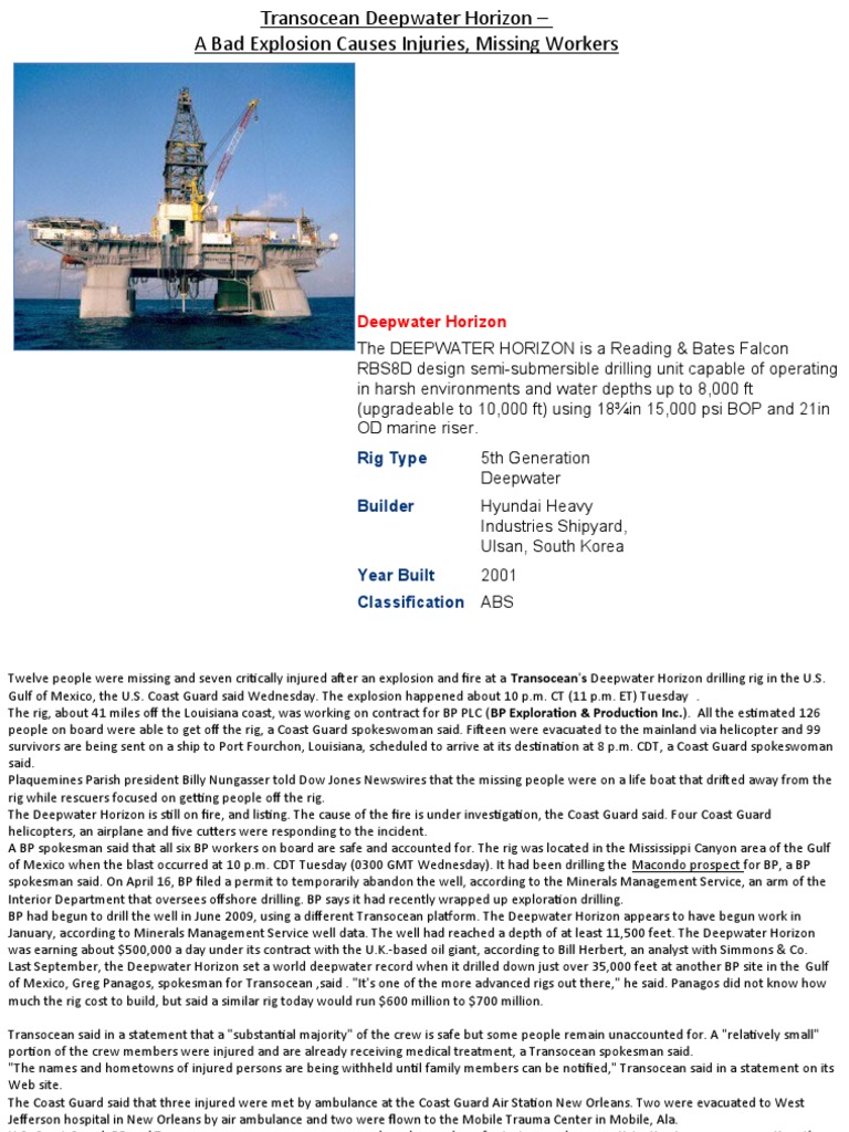 Deepwater Horizon: Rig Type Builder | PDF | Deepwater Horizon ...