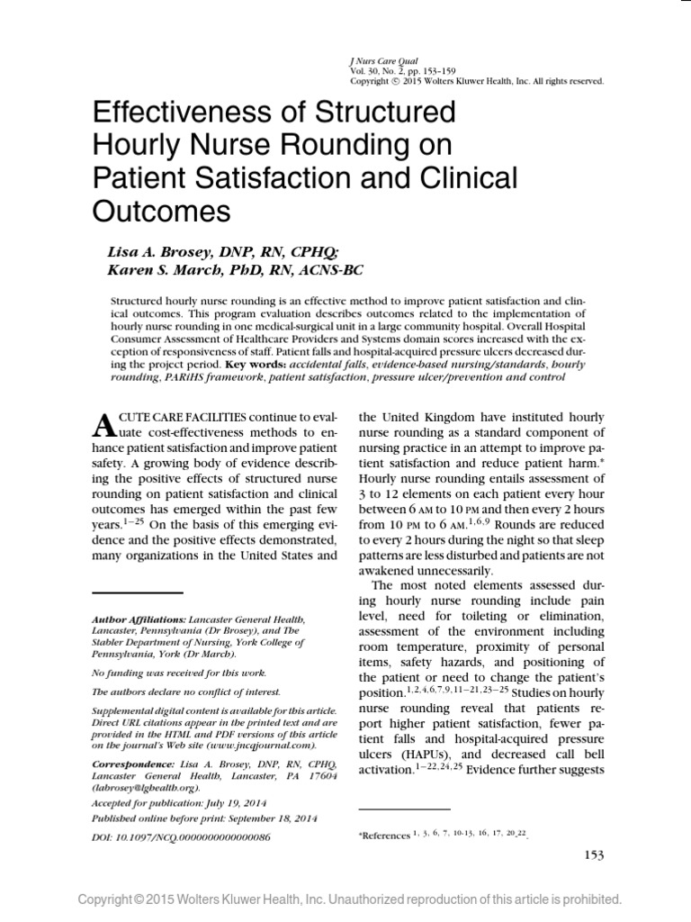 Effectiveness of Hourly Rounding | PDF | Evidence Based Medicine | Nursing