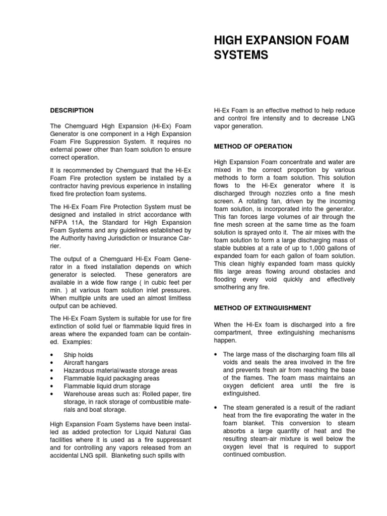 High Expansion Foam Systems | PDF | Flammability | Fires